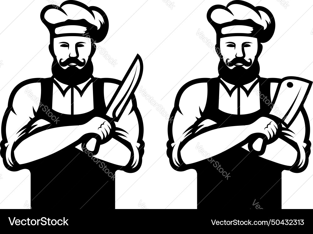 A butcher with hatchet and meat design element Vector Image