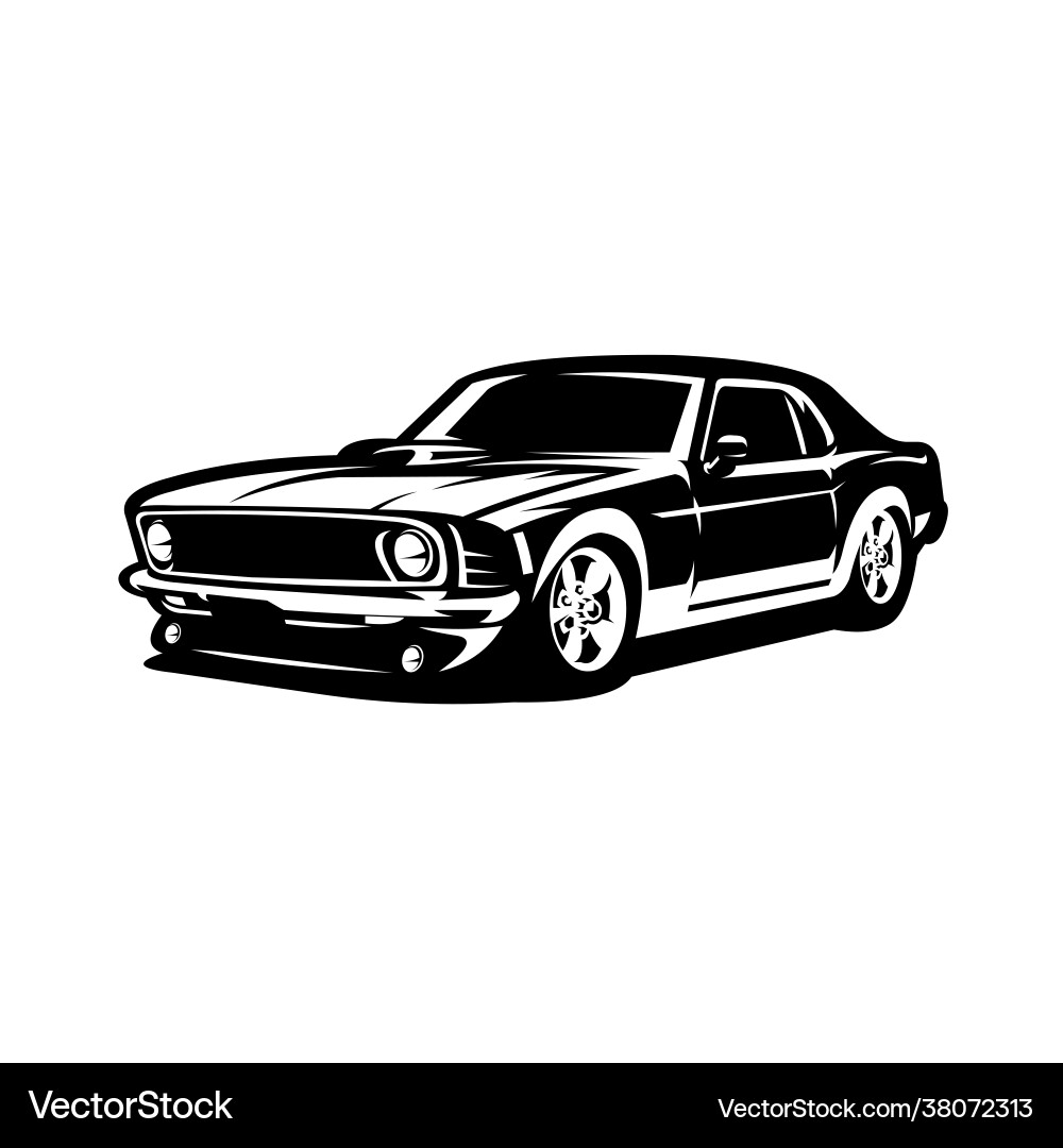 American Muscle Car Image Side View Isolated Vector Image