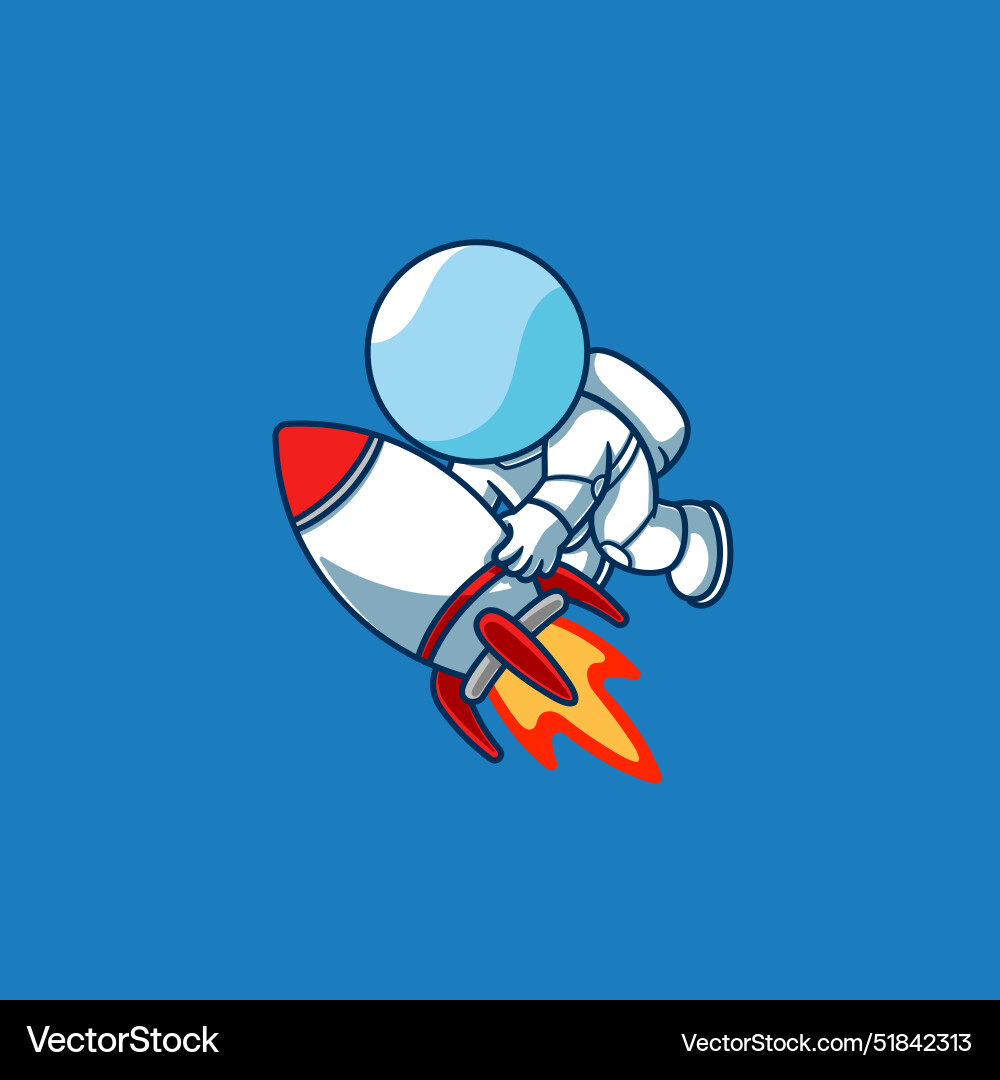 Astronaut riding a rocket cartoon Royalty Free Vector Image