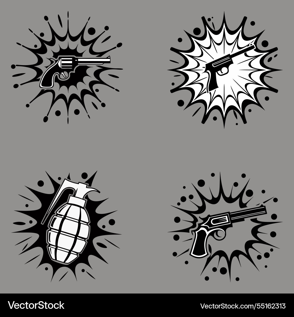 Black and white graphic weapons design pattern Vector Image