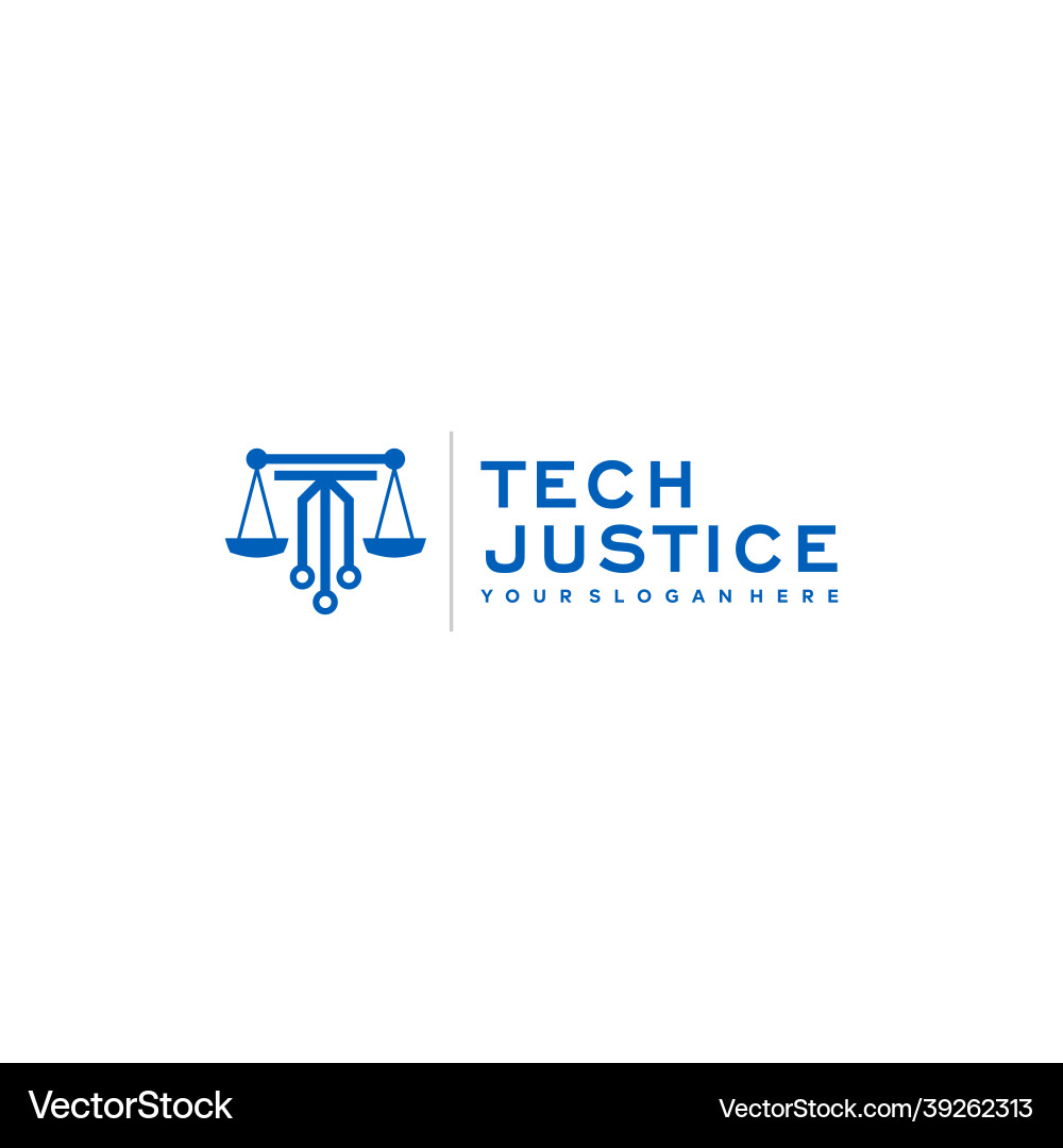 Flat tech justice circuit legal scale logo design Vector Image