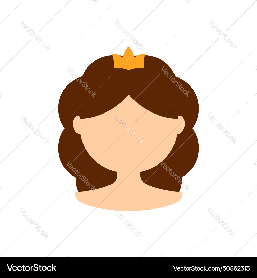 Hairstyle with a crown for princess template Vector Image