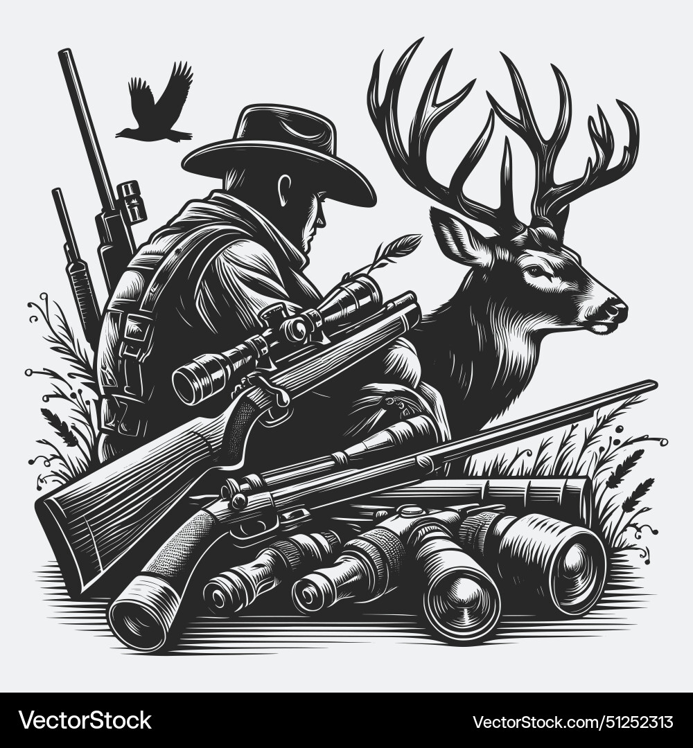 Hunting life svg silhouette file Royalty Free Vector Image