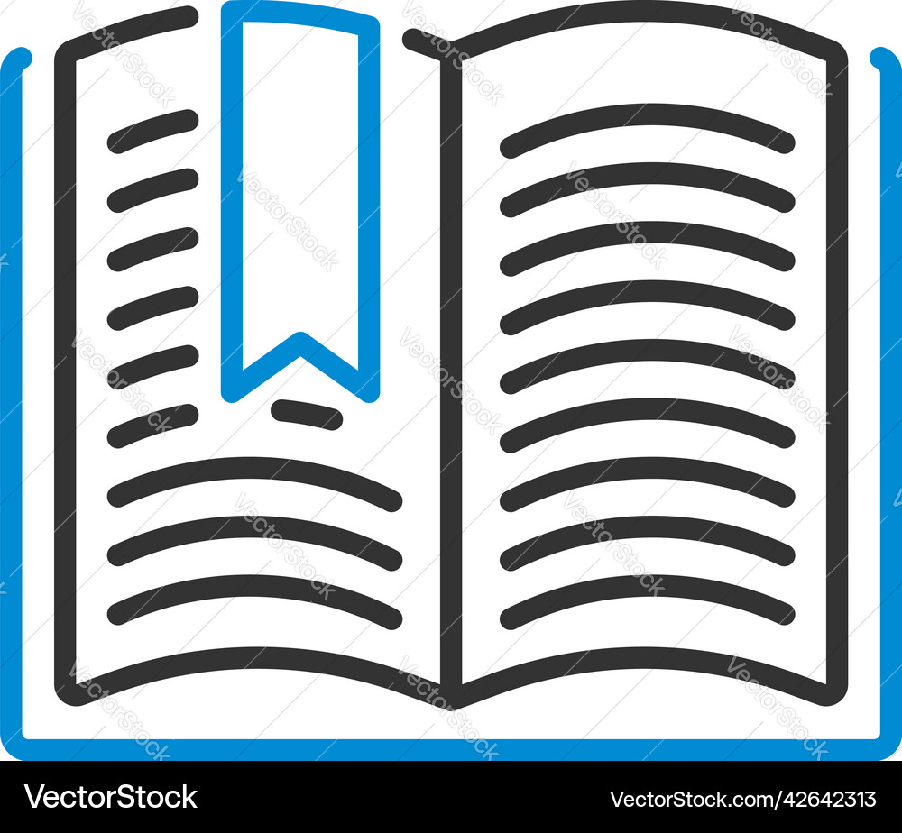 Icon of open book with bookmark Royalty Free Vector Image