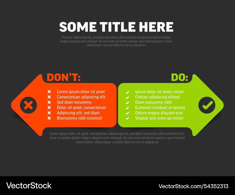 Pros And Cons Do Dont Compare Template Table Vector Image