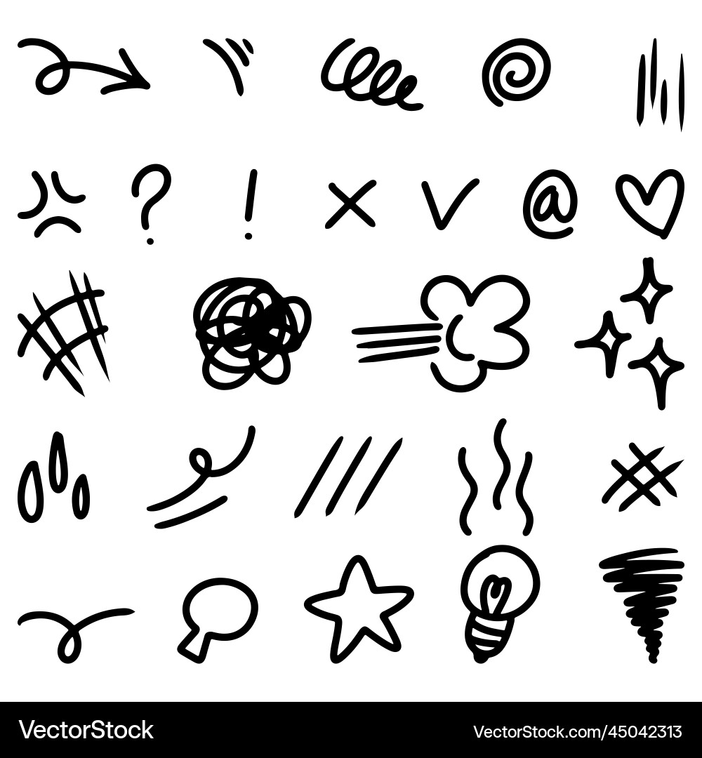 Set of hand drawn doodle elements for concept Vector Image