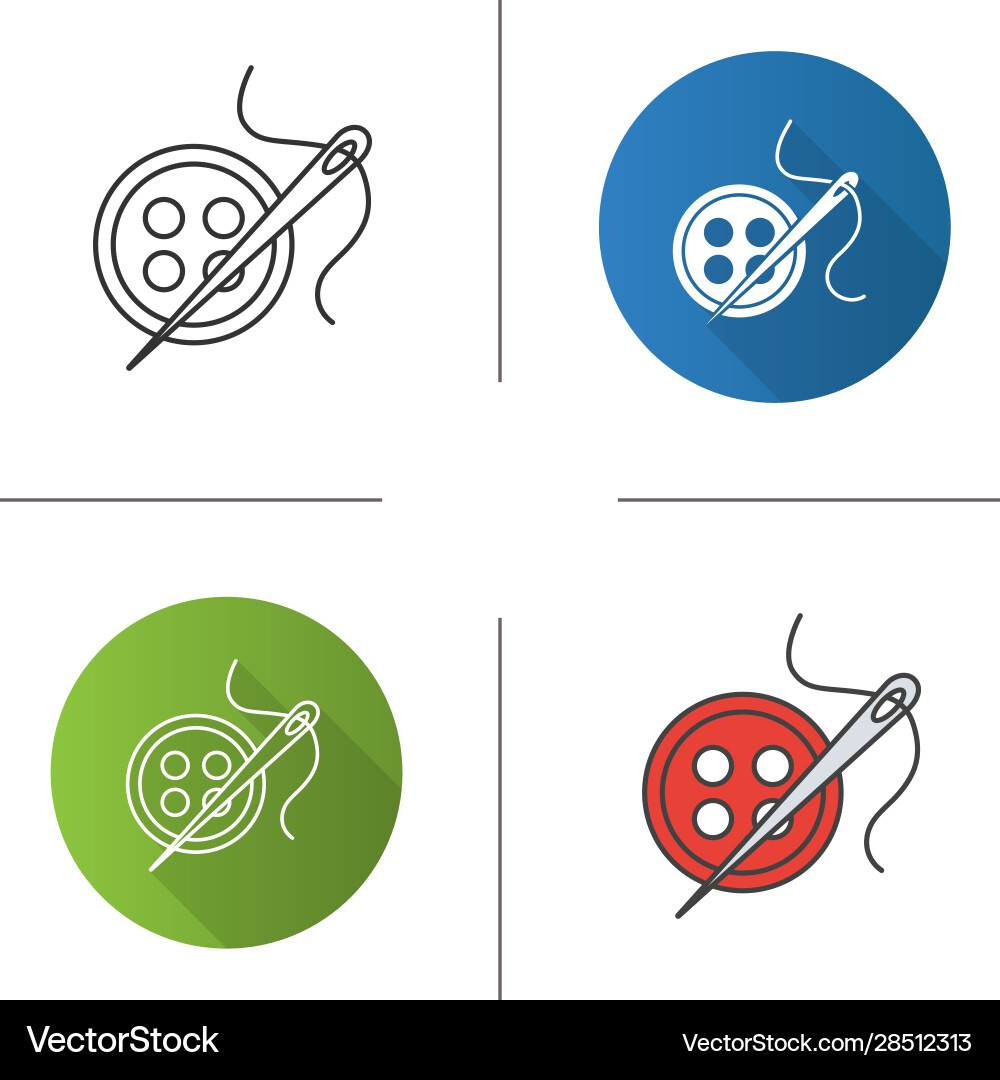 Sewing buttons and needle with thread icon Vector Image