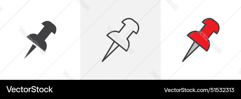 Thumbtack icon set noticeboard pushpin symbol Vector Image