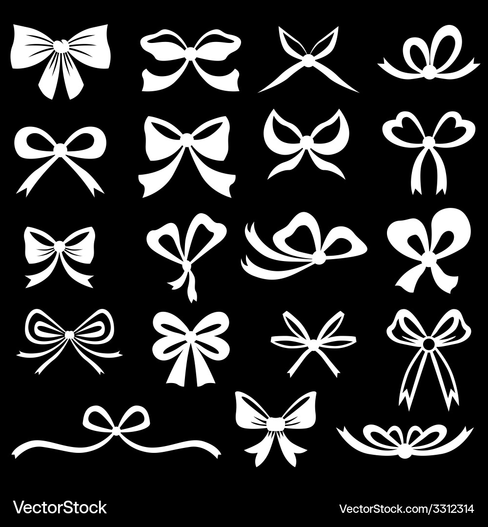 Bow set white Royalty Free Vector Image - VectorStock