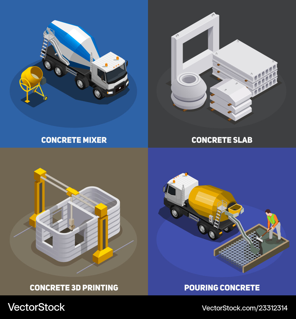 Concrete Production Isometric Concept Royalty Free Vector