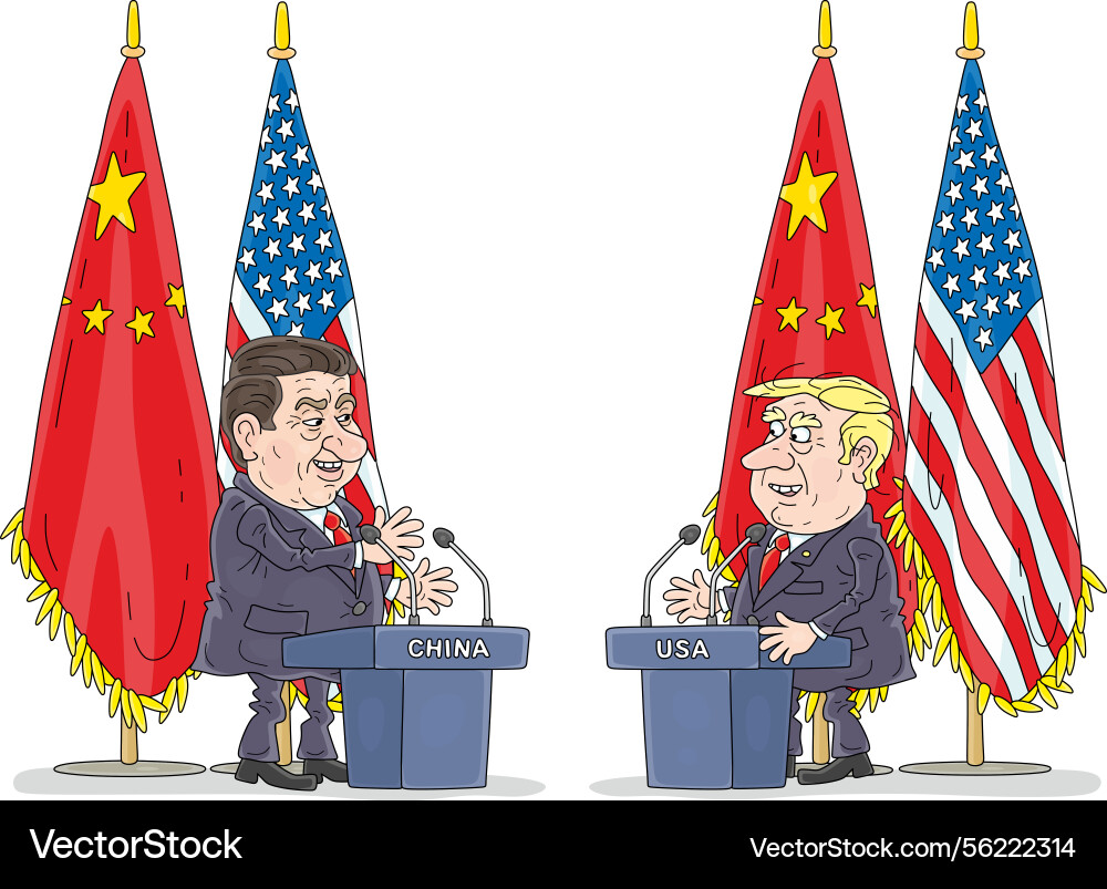 Donald trump and xi jinping discussing Royalty Free Vector