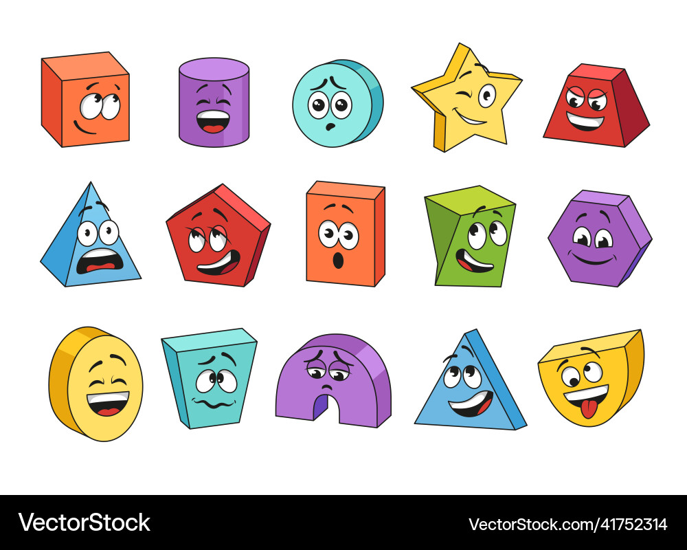Geometric shape characters cartoon cylinder Vector Image