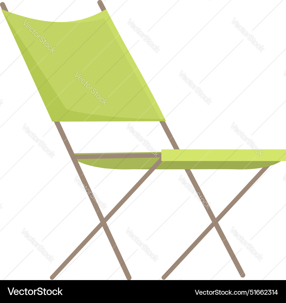 Green folding camping chair with footrest Vector Image