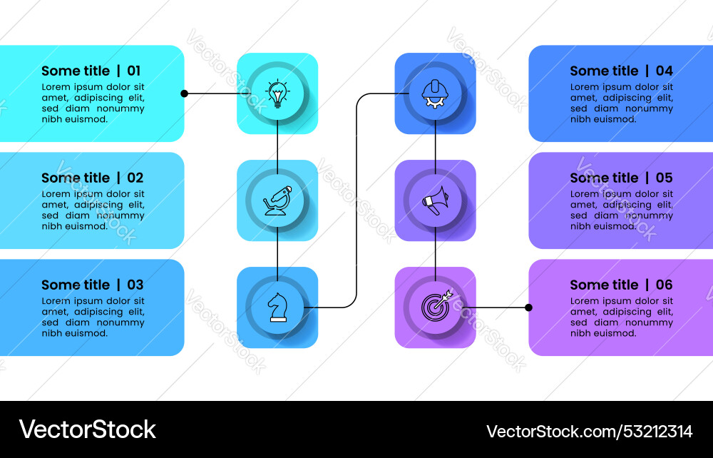 Infographic template 6 steps connected by a line Vector Image