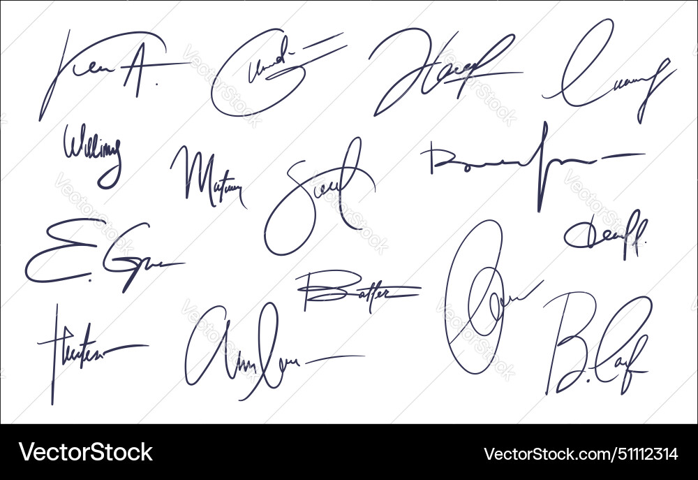 Ink autograph or handwritten signature pack Vector Image