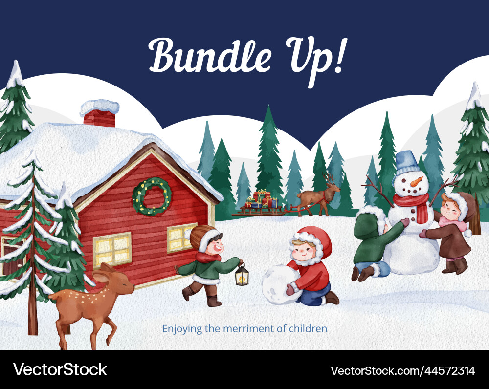 Winter Children's Postcard Royalty Free Vector Image