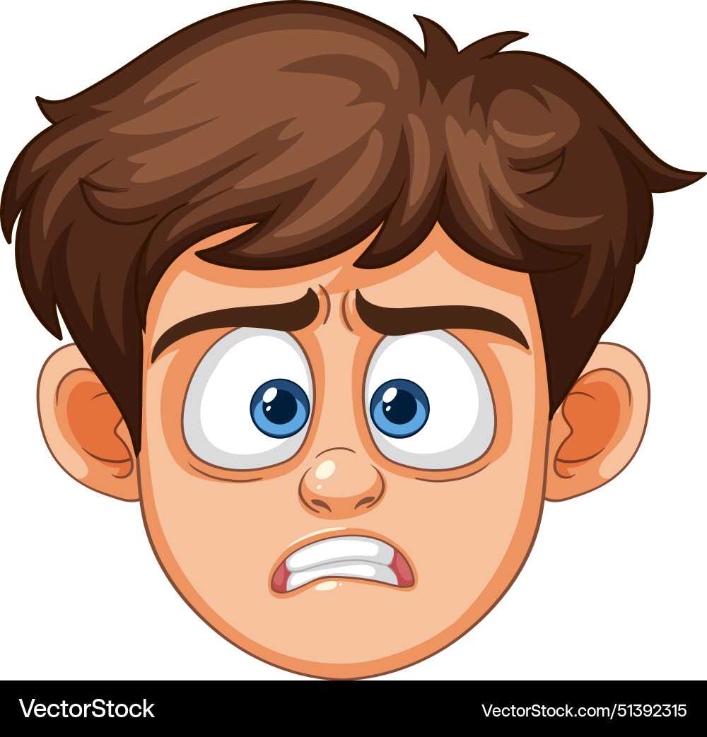 A cartoon boy with worried face Royalty Free Vector Image