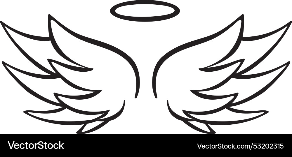 Angel wings with halo Royalty Free Vector Image