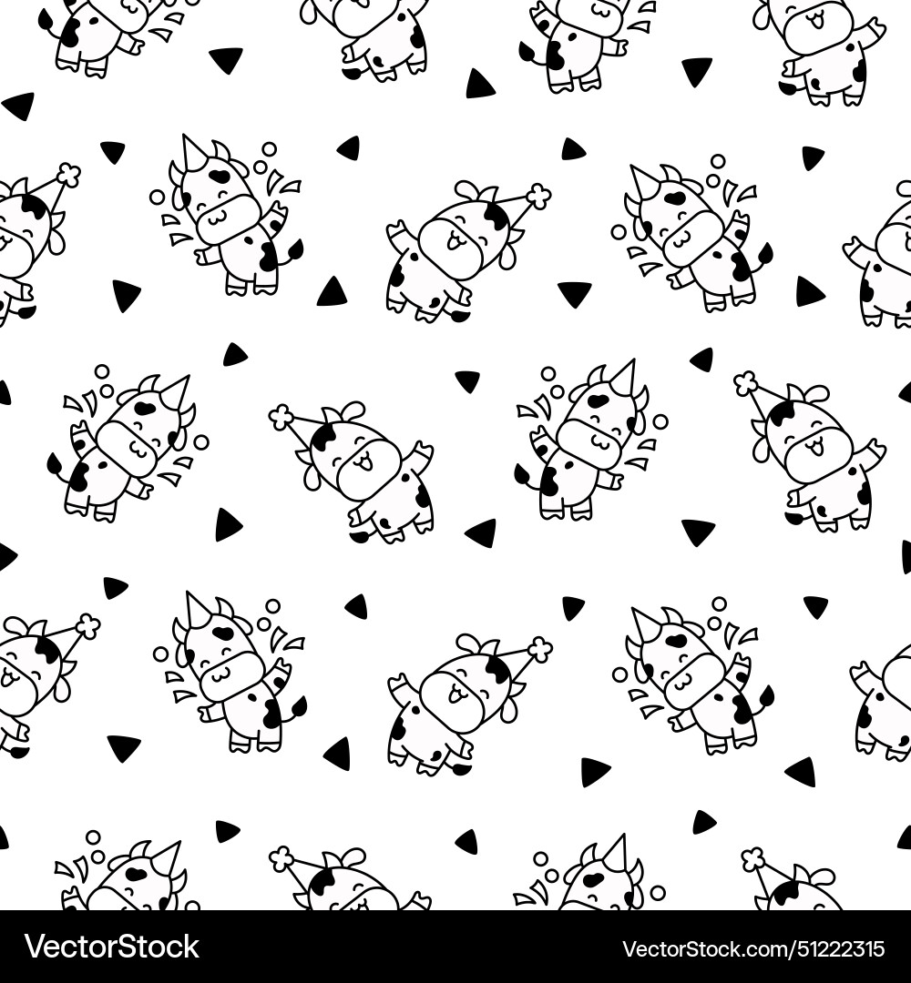 Beautiful cow seamless pattern coloring page Vector Image