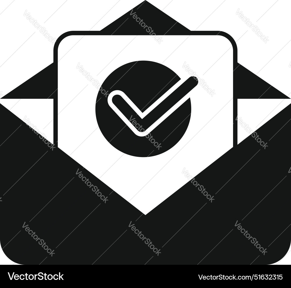 Black envelope icon with check mark symbol Vector Image