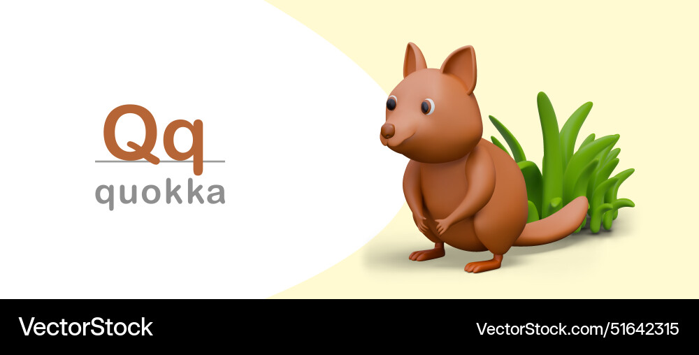 Creative page for learning letter q funny quokka Vector Image