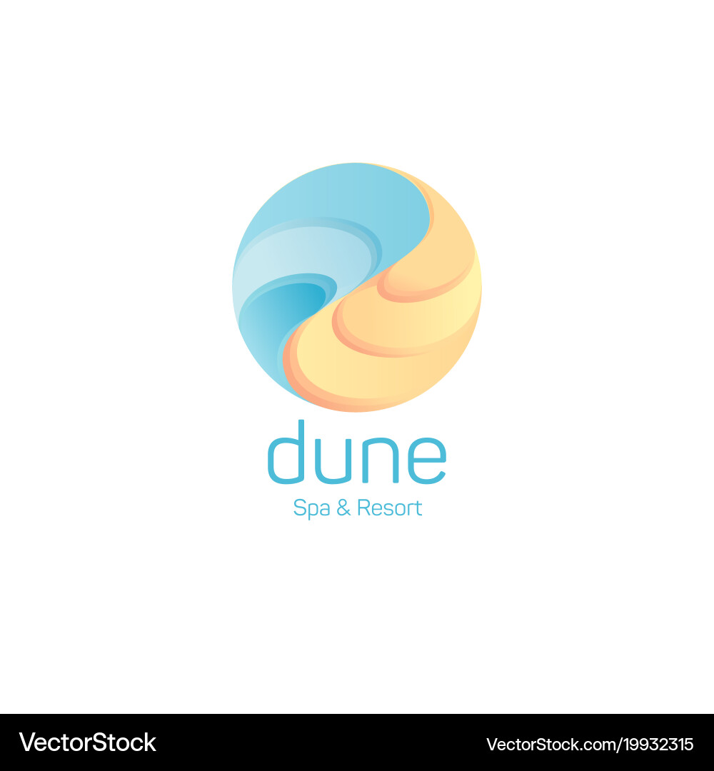Dune logo spa resort emblem sand water Royalty Free Vector