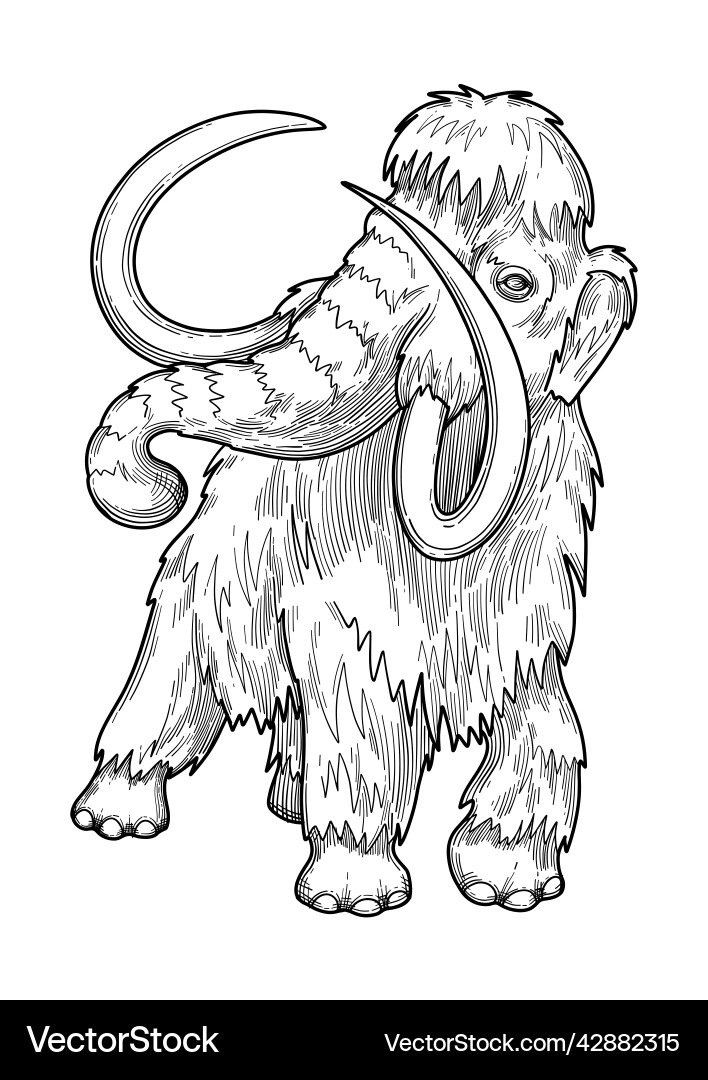 Graphic a mammoth in side view isolated on white Vector Image