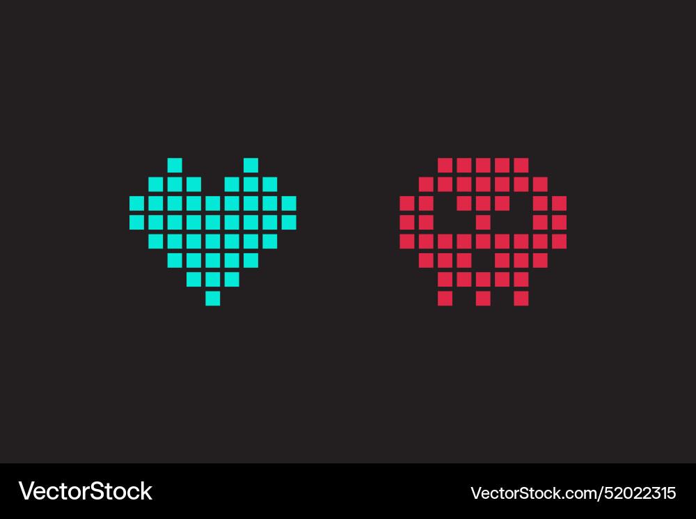 Heart and death pixel symbols Royalty Free Vector Image