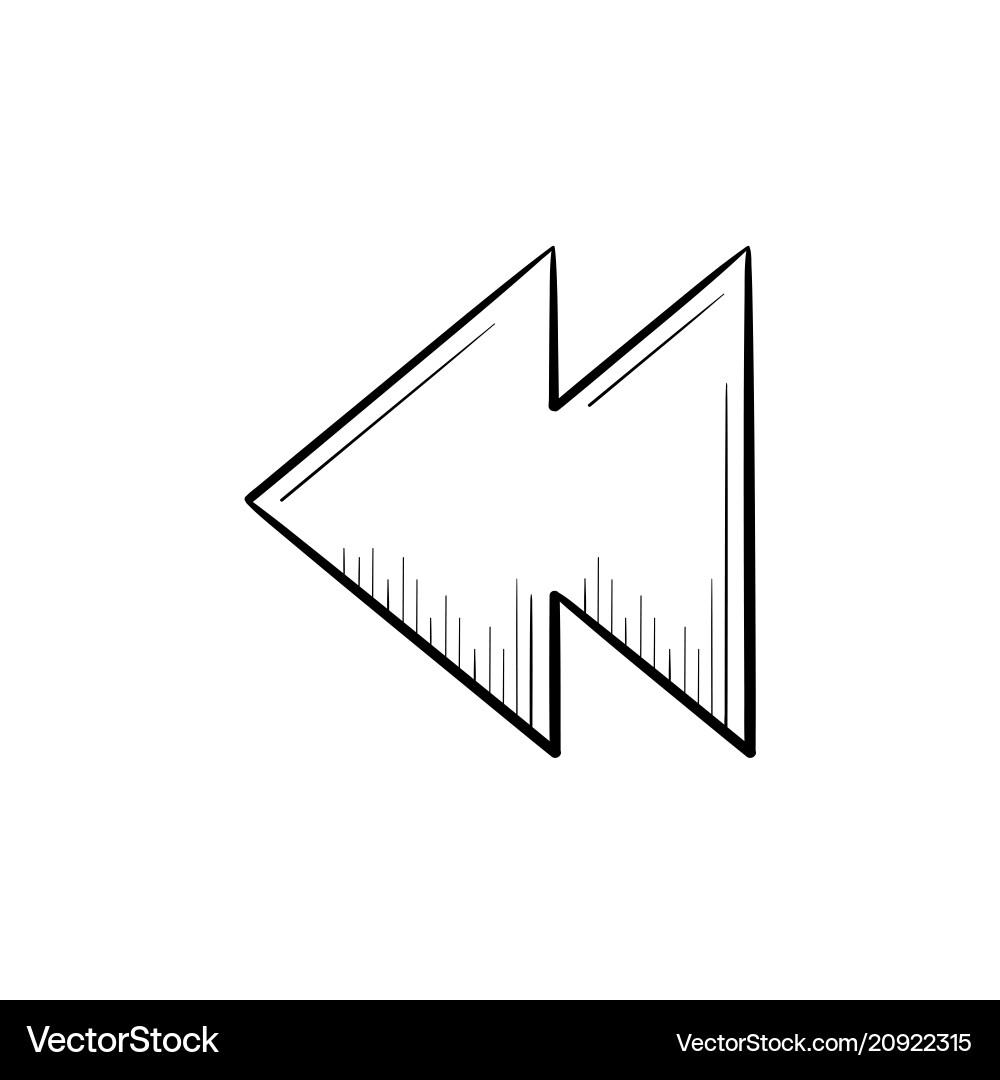 Rewind Doodle Icon - Hand Drawn Royalty Free Vector Image