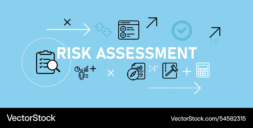 Risk assessment measure risky control damage from Vector Image