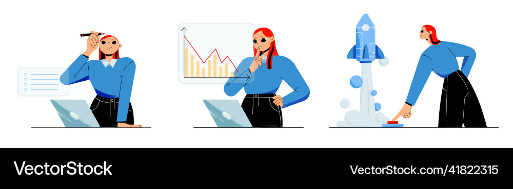 Startup Successful Launch Business Project Boost Vector Image