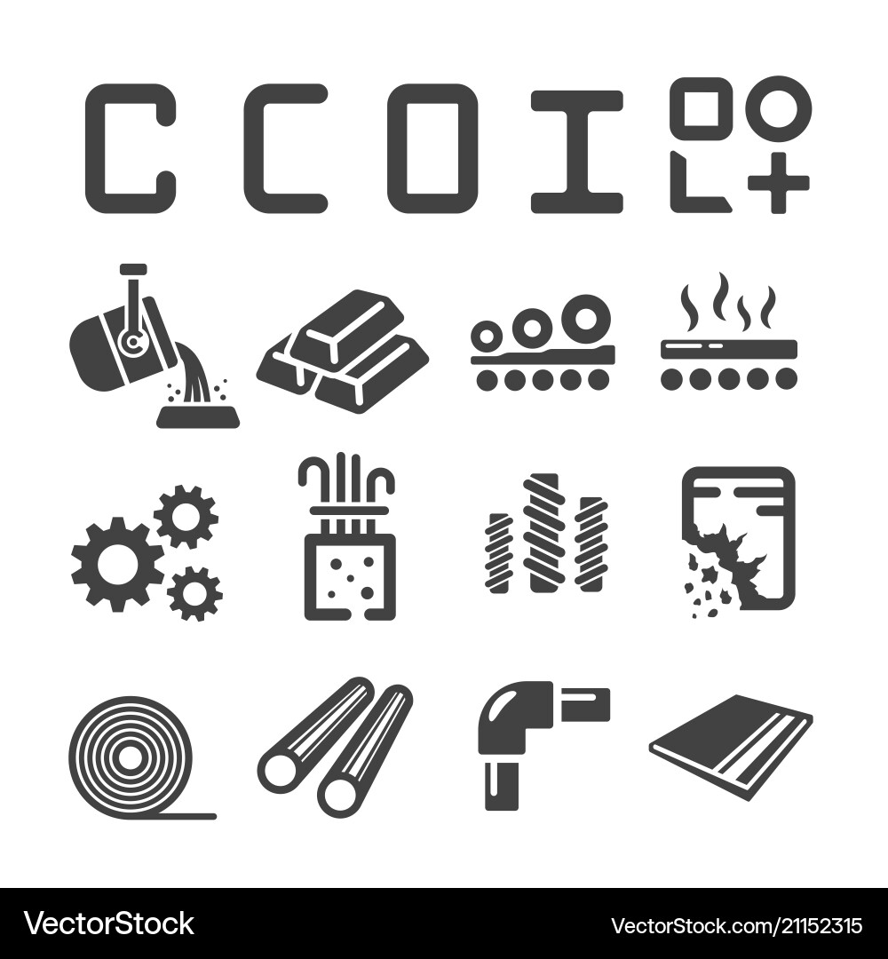 Steel Icon Set - Industrial Elements Royalty Free Vector