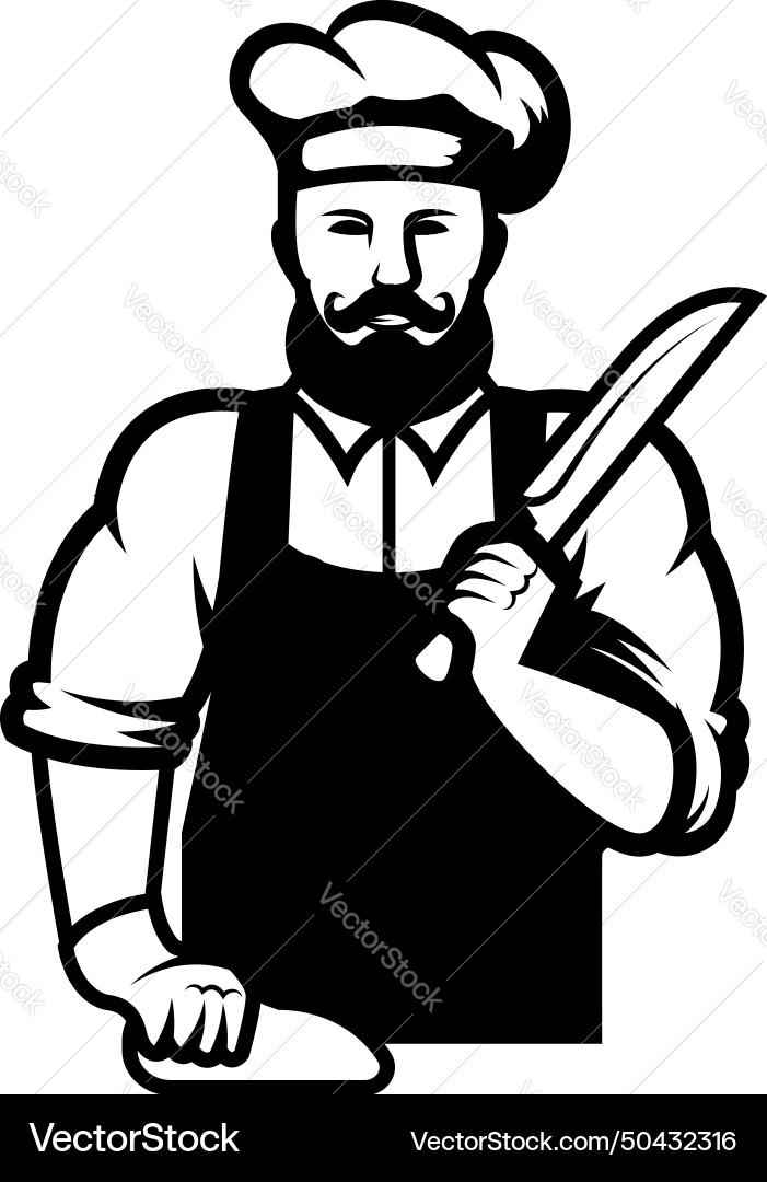 A butcher with hatchet and meat design element Vector Image