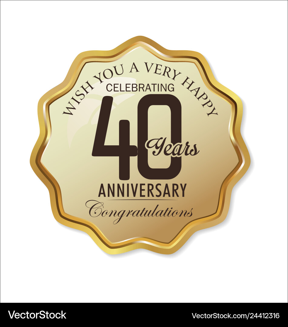 Anniversary retro label 40 years Royalty Free Vector Image