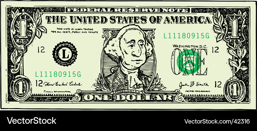 Dollar bill cartoon Royalty Free Vector Image - VectorStock