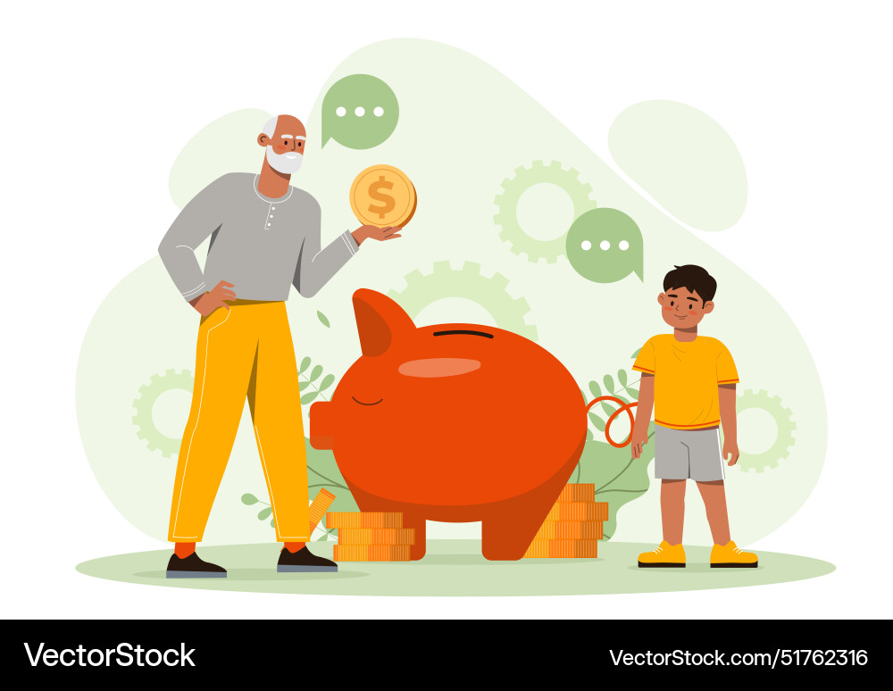 Family saving money Royalty Free Vector Image - VectorStock
