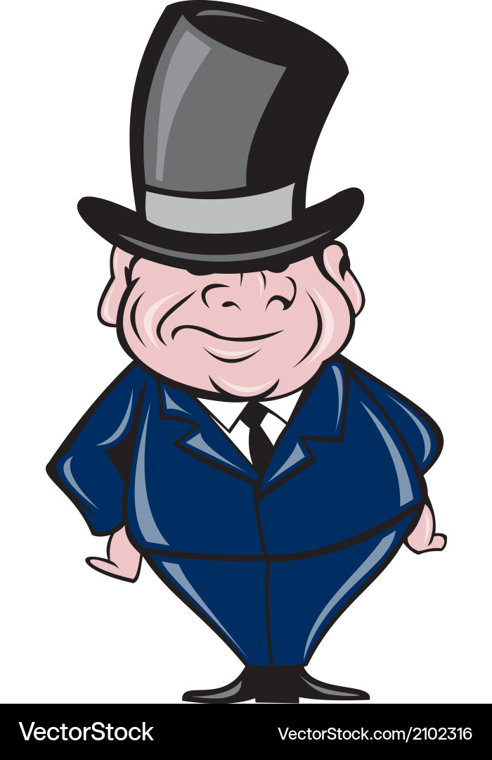 Man wearing top hat smiling cartoon Royalty Free Vector