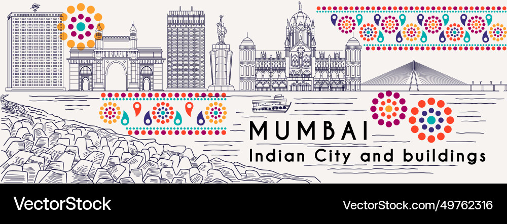 Mumbai skyline Royalty Free Vector Image - VectorStock