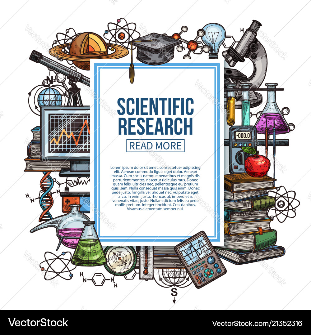 Scientific research poster with study attributes Vector Image