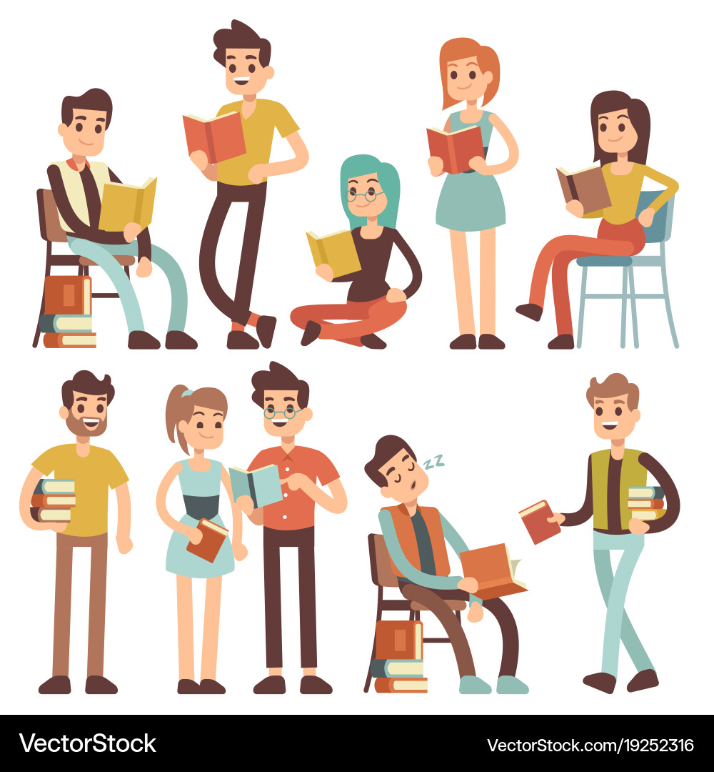 Students Reading Books - Education Royalty Free Vector Image