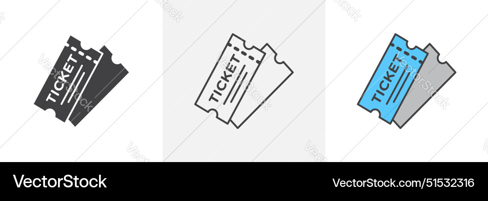 Ticket icon set movie cinema tickets symbol Vector Image