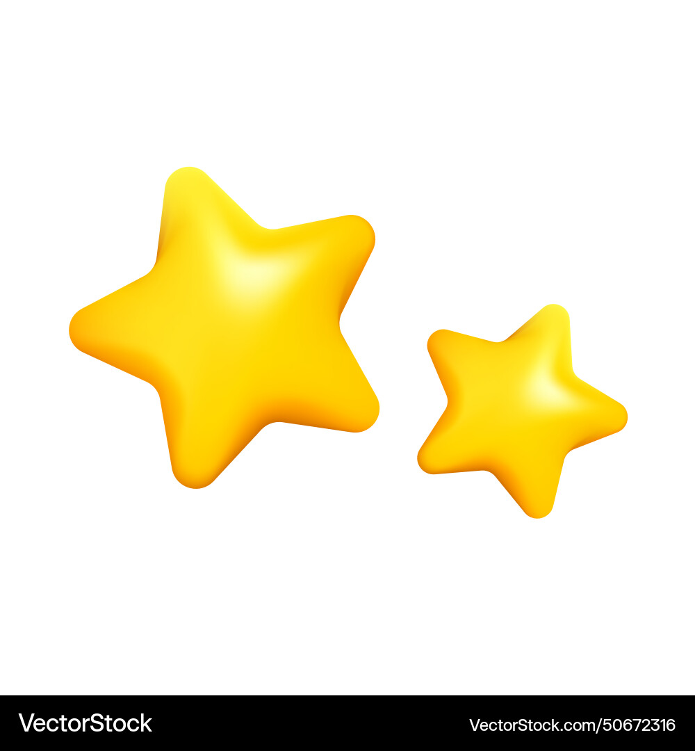 Two yellow 3d star icons design Royalty Free Vector Image
