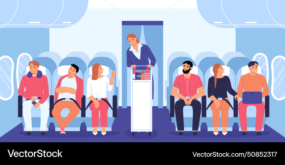 Airplane interior flat Royalty Free Vector Image