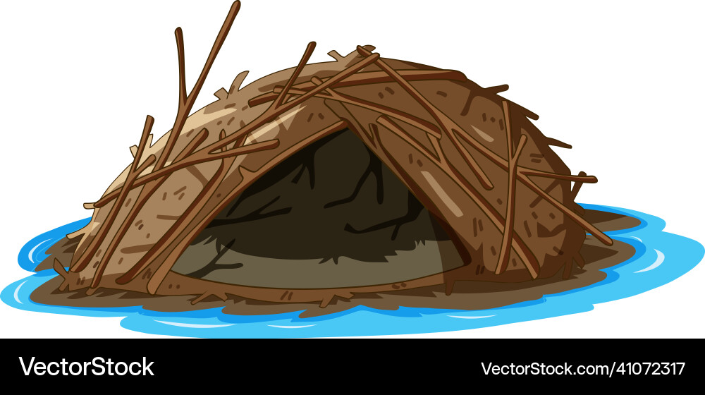 Beaver dam isolated on white background Royalty Free Vector