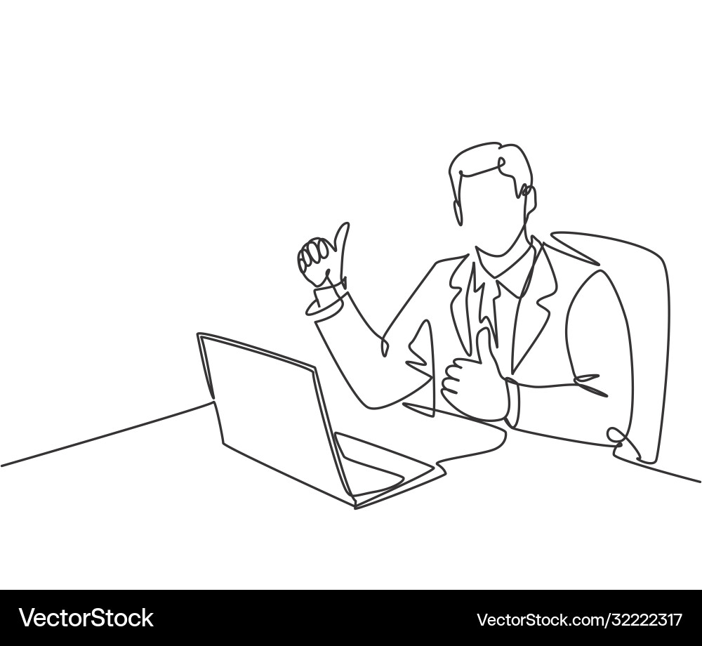 Business management concept one line drawing Vector Image