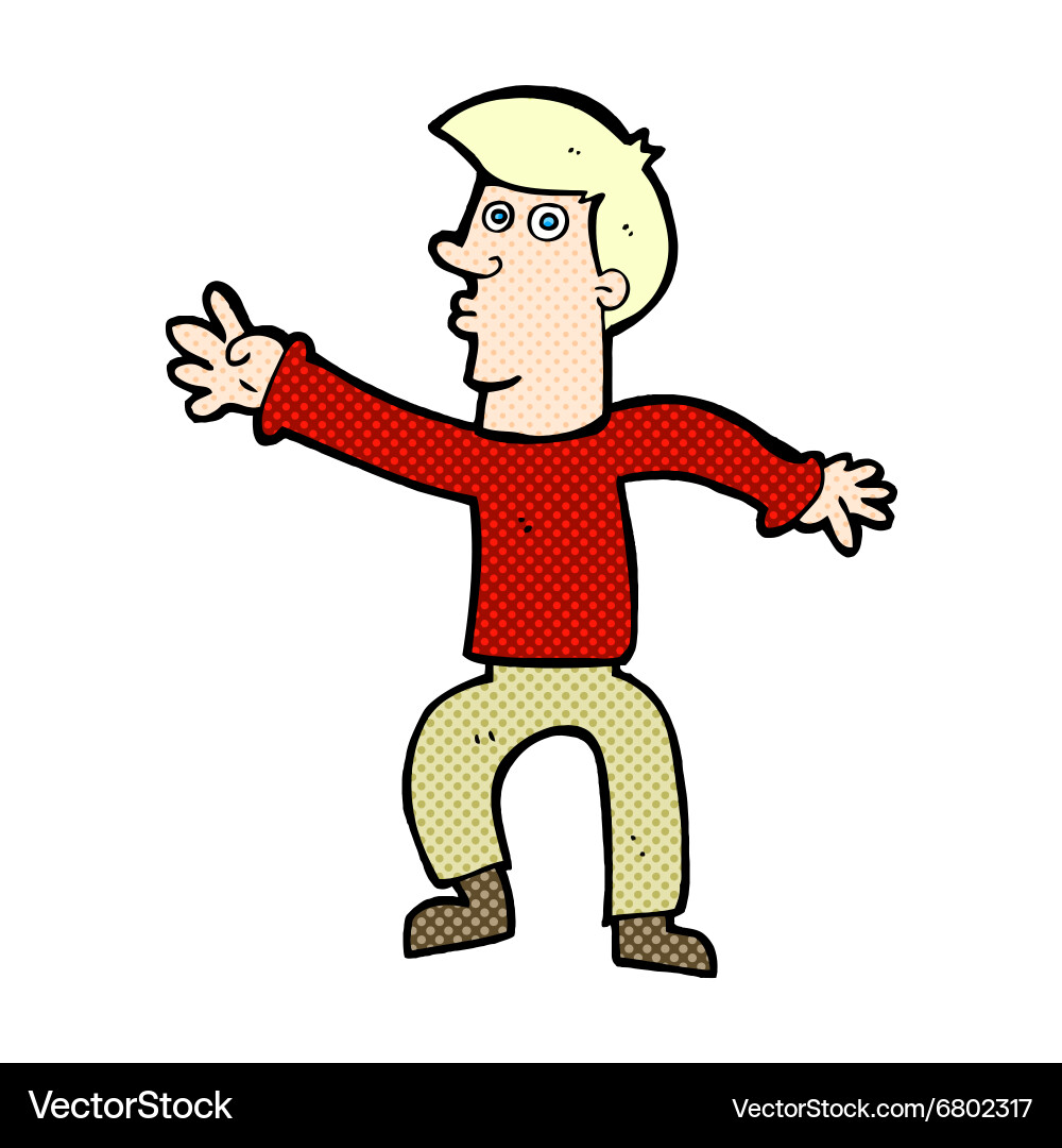 Comic cartoon reaching man Royalty Free Vector Image
