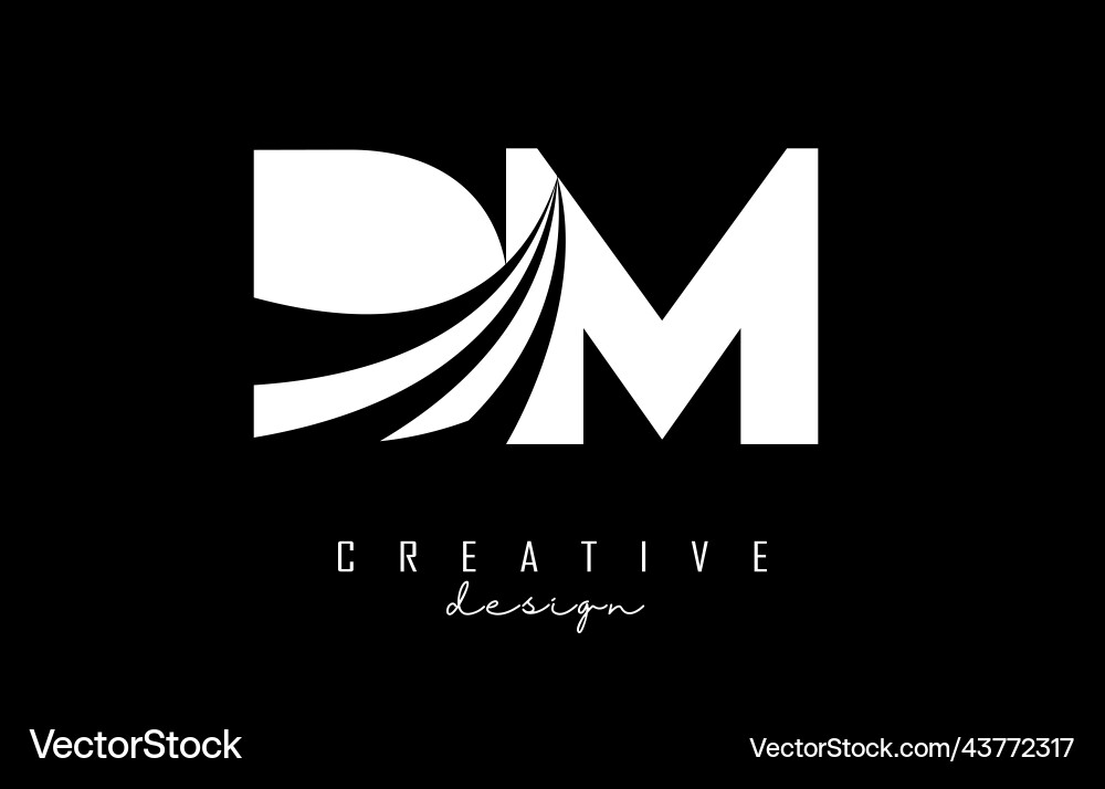 Creative white letters dm d m logo with leading Vector Image