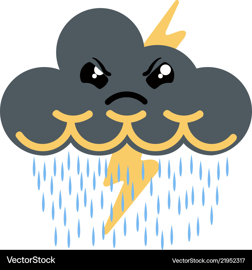 Cute angry thunderstorm weather icon Royalty Free Vector