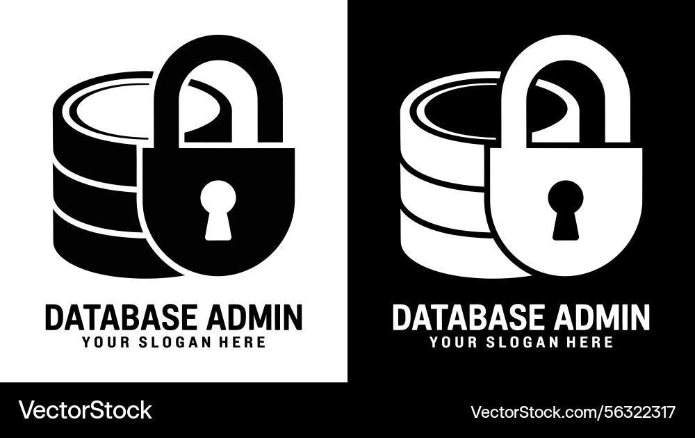 Database admin logo bold black cylinder lock Vector Image