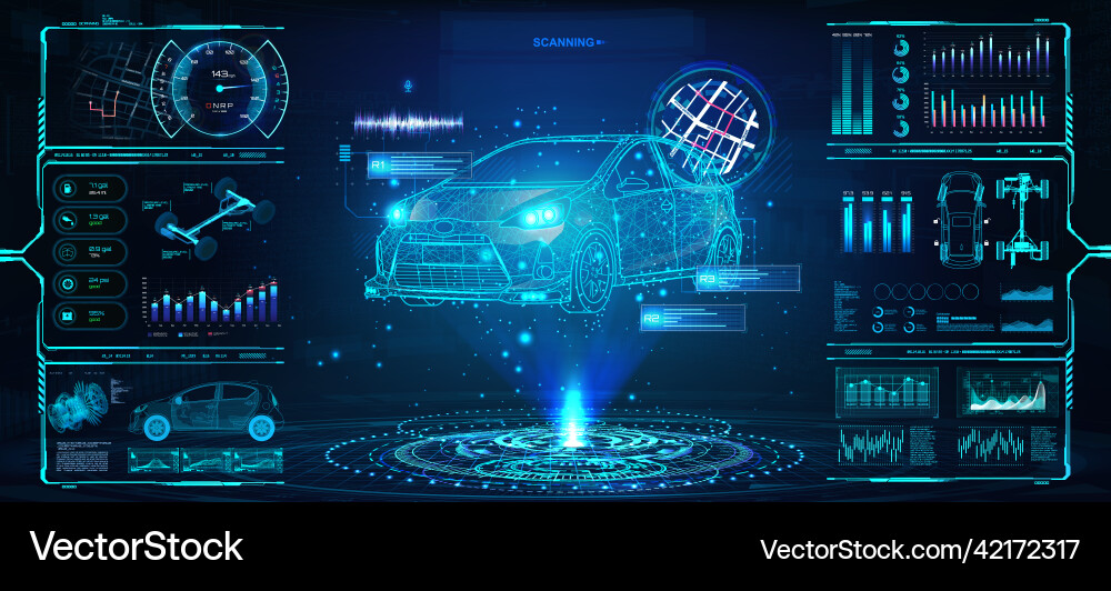 Diagnostic auto in hud style scan and maintenance Vector Image